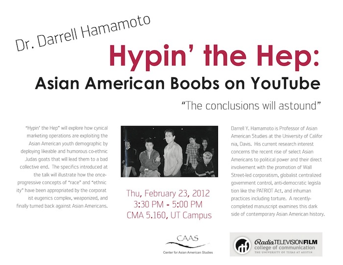 “Hypin’ the Hep: Asian American Boobs on YouTube,” talk by Dr. Darrell ...