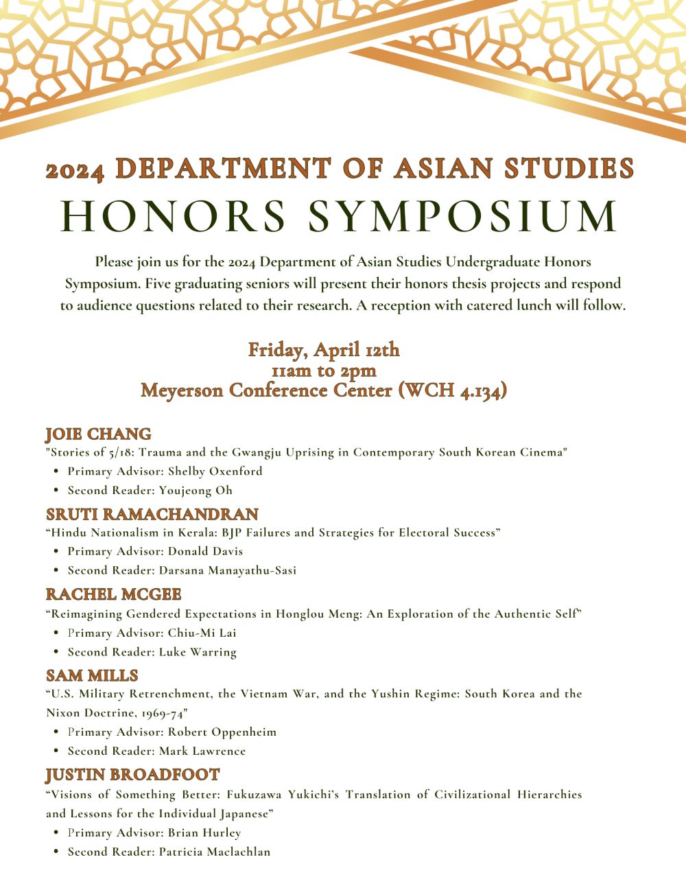 Department of Asian Studies Honors Symposium>