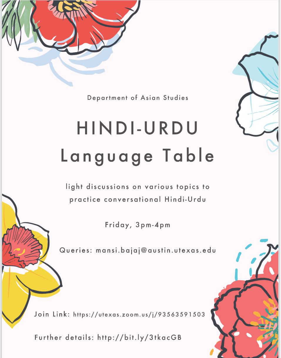 Hindi-Urdu Language Table>