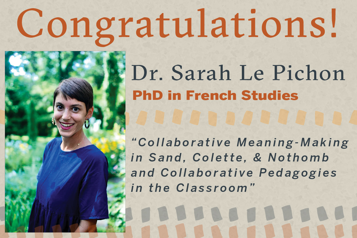 Congratulations to Sarah Le Pichon on her dissertation defense!>