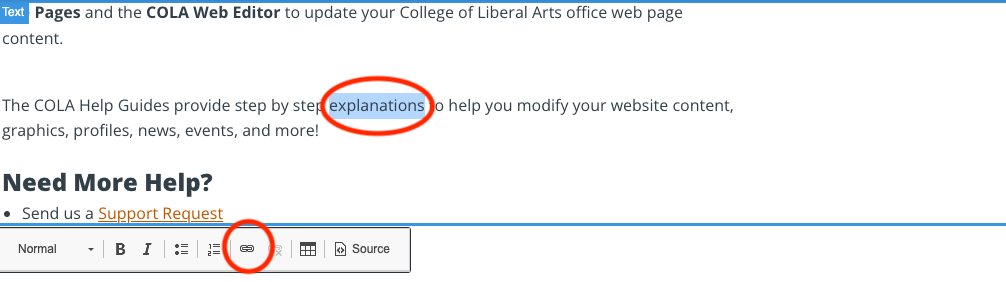 Linking | COLA Web Admin Help | Liberal Arts | UT - Austin
